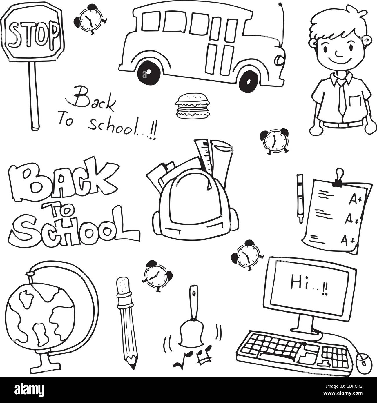 School education doodles vector art Stock Vector Image & Art - Alamy