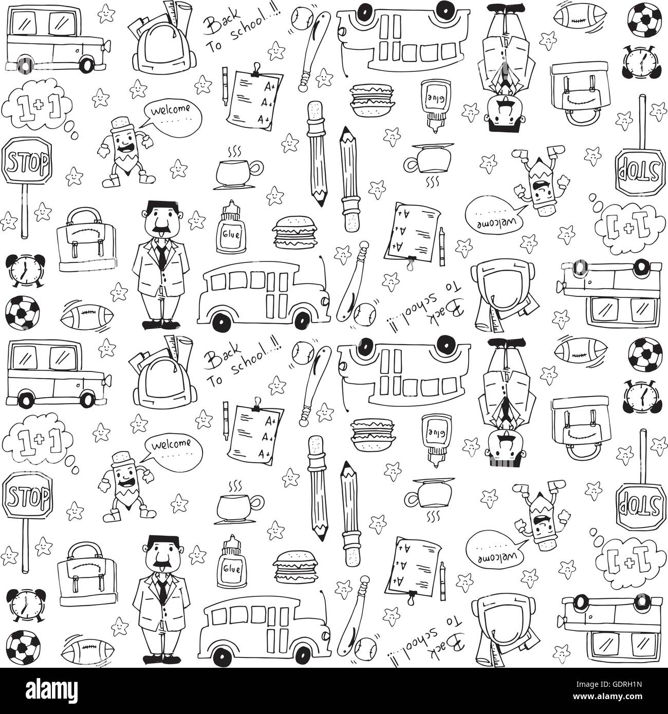 Cute School Doodles Element Stock Photos & Cute School Doodles Element ...