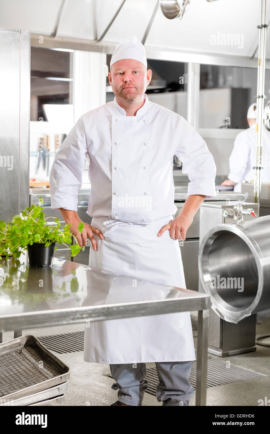 Professional chef standing in large kitchen Stock Photo - Alamy