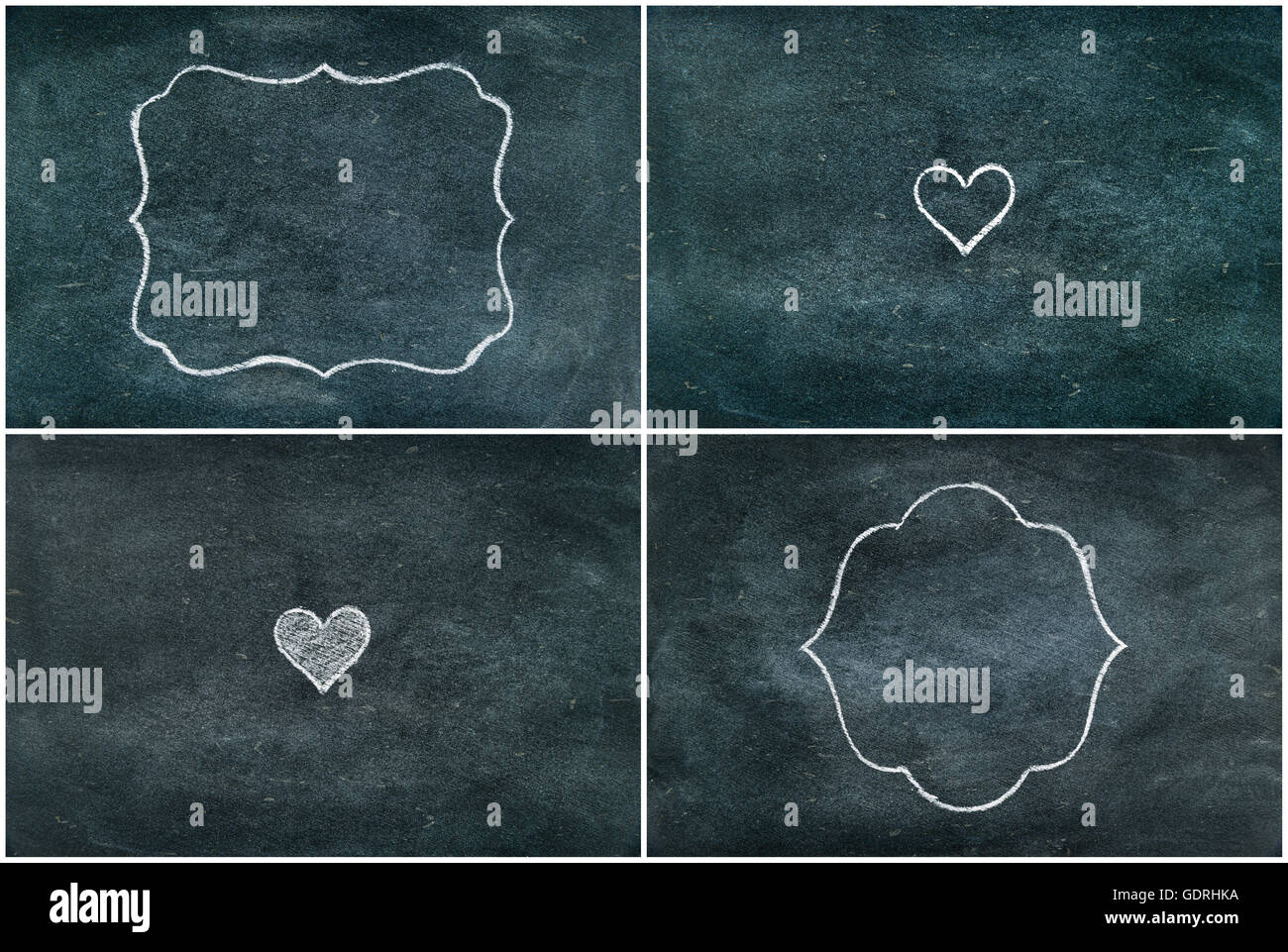 Photo Collage of Hand drawing chalk frames on blackboard Stock Photo ...
