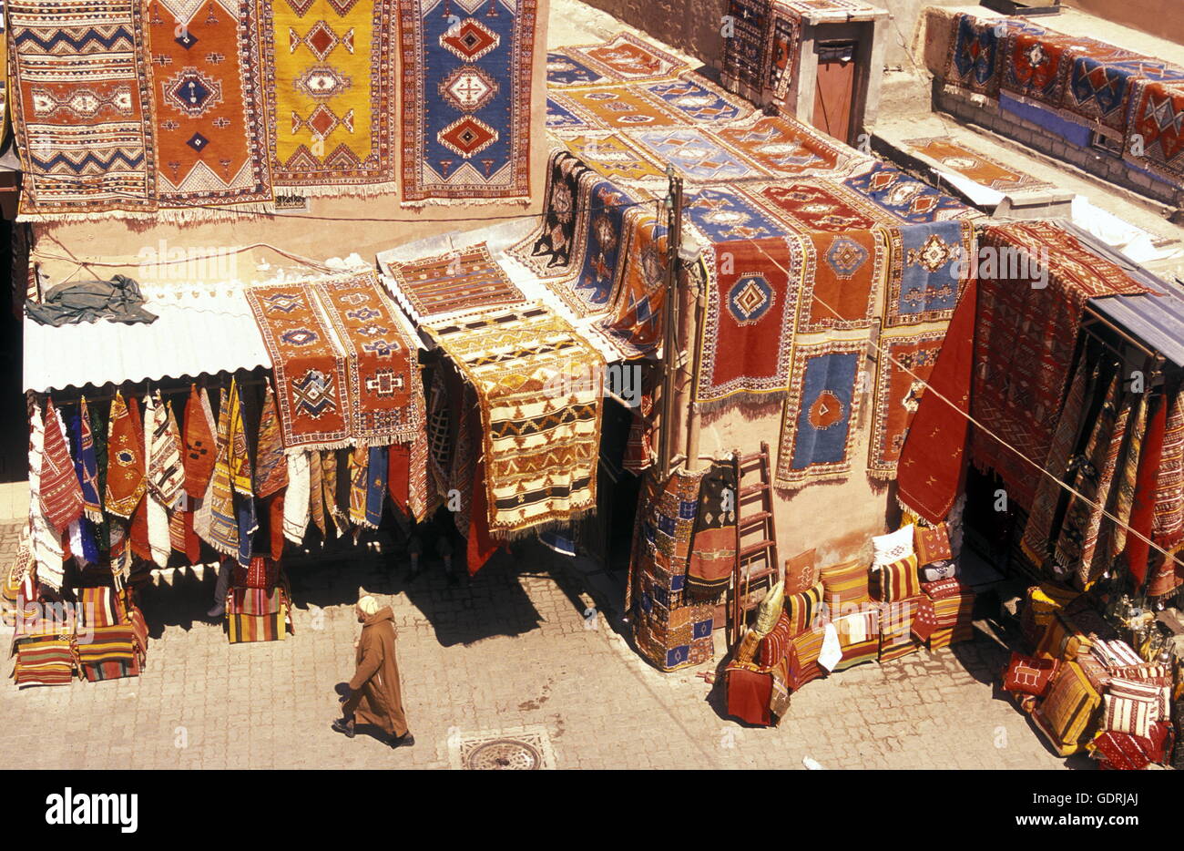 The Souq or Bazzar or Market in the old town of Marrakesh in Morocco in ...