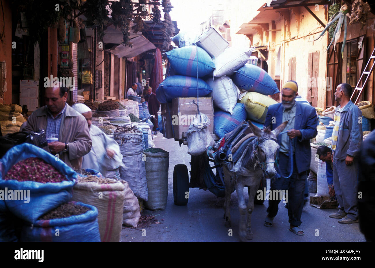 The Souq or Bazzar or Market in the old town of Marrakesh in Morocco in ...