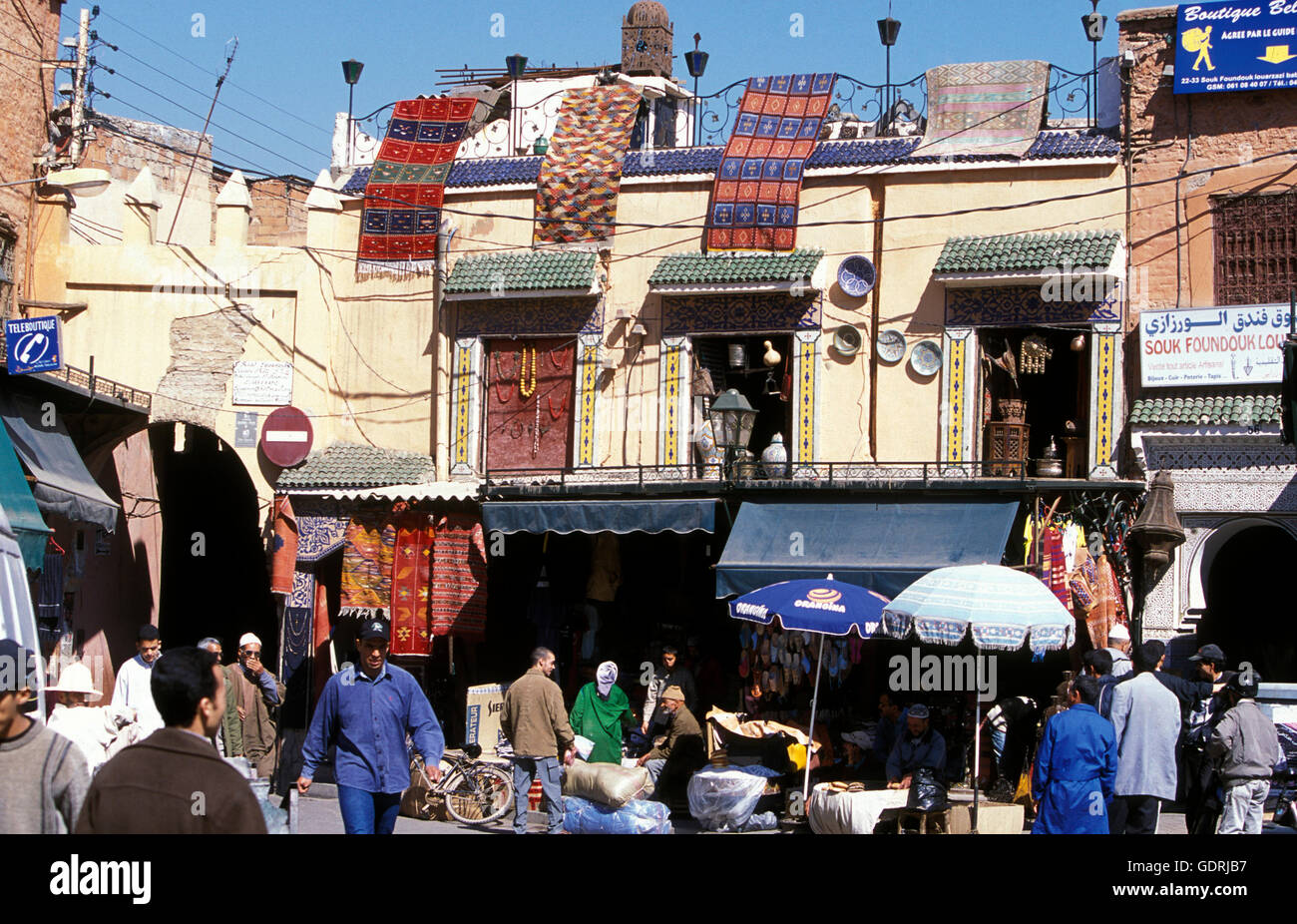 The Souq or Bazzar or Market in the old town of Marrakesh in Morocco in ...