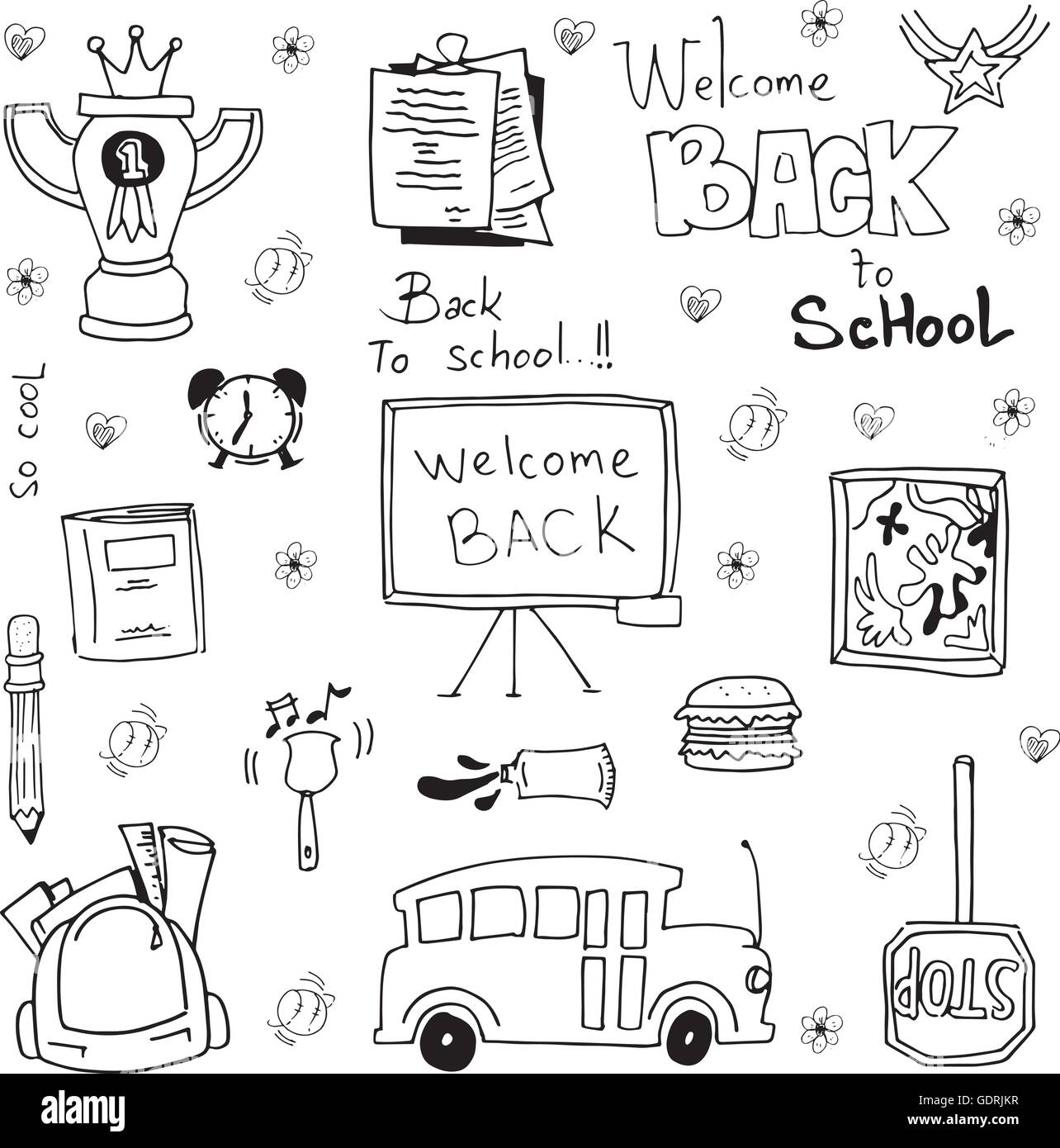 School doodle vector set Stock Vector Image & Art - Alamy
