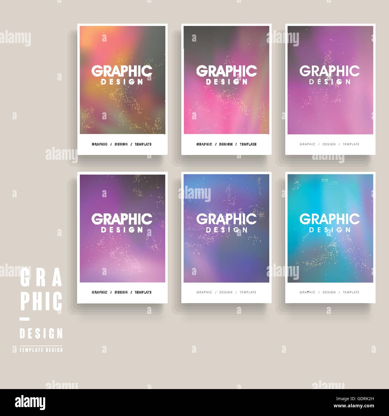colorful brochure template design set with blurred background Stock ...