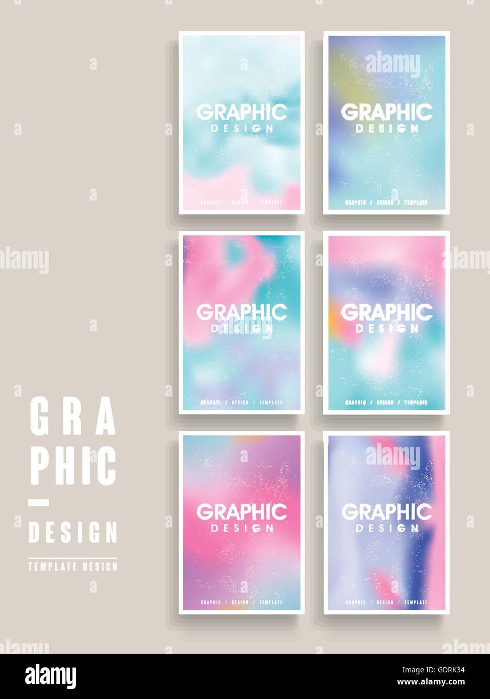 colorful brochure template design set with blurred background Stock ...