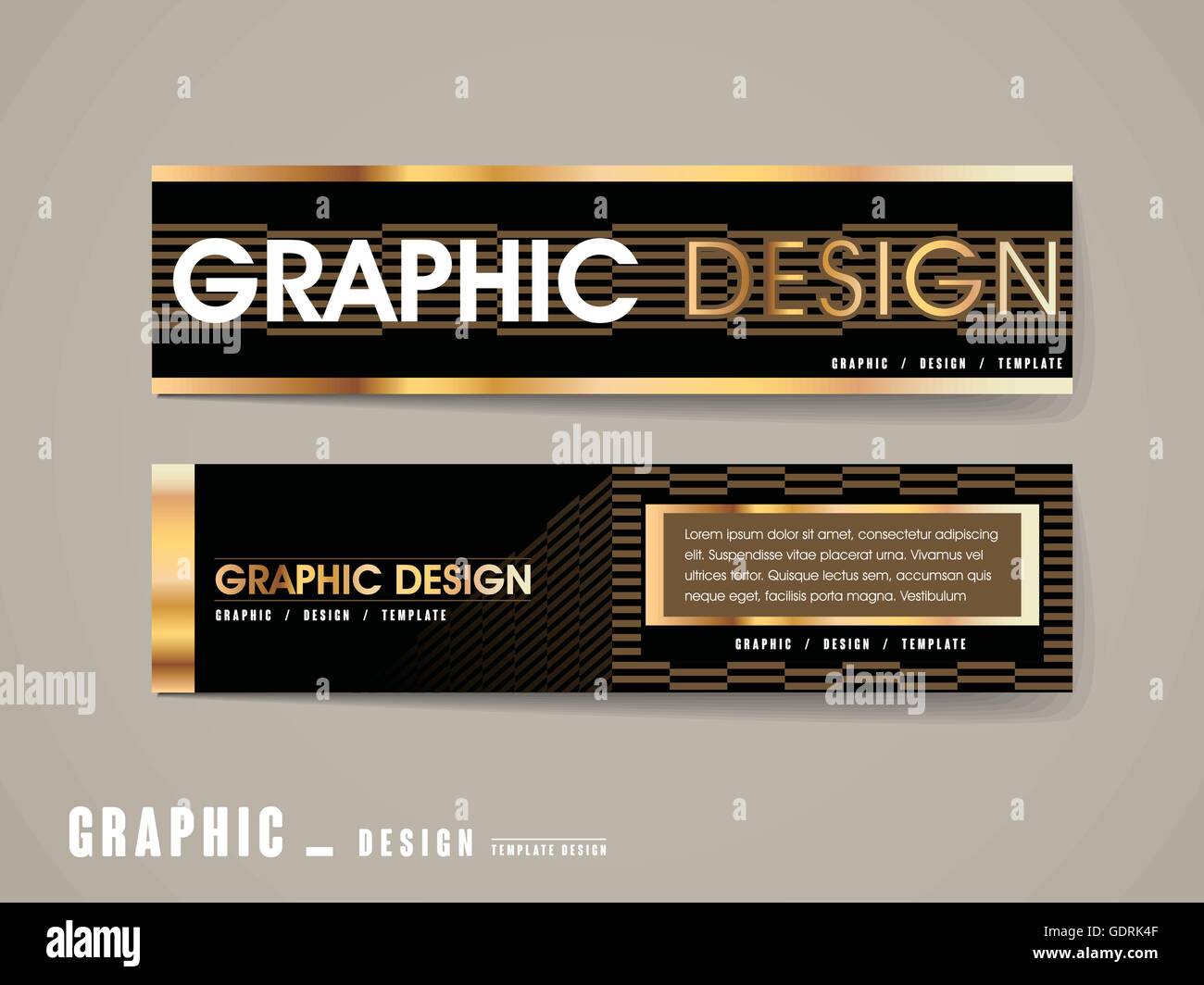 luxurious banner template design set in black and golden color Stock ...