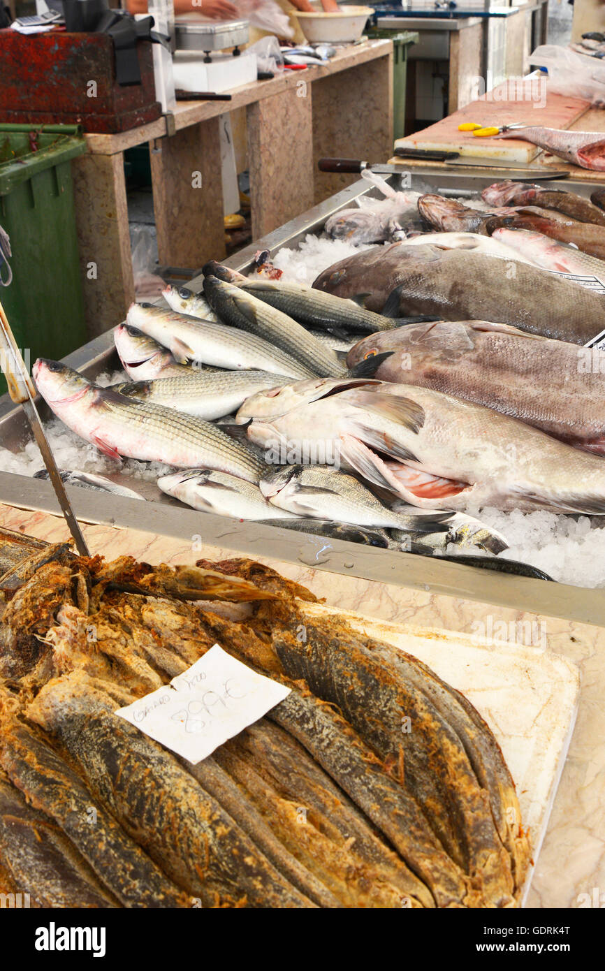 The indoor fish market in central Funchal, Madeira, Portugal Stock ...