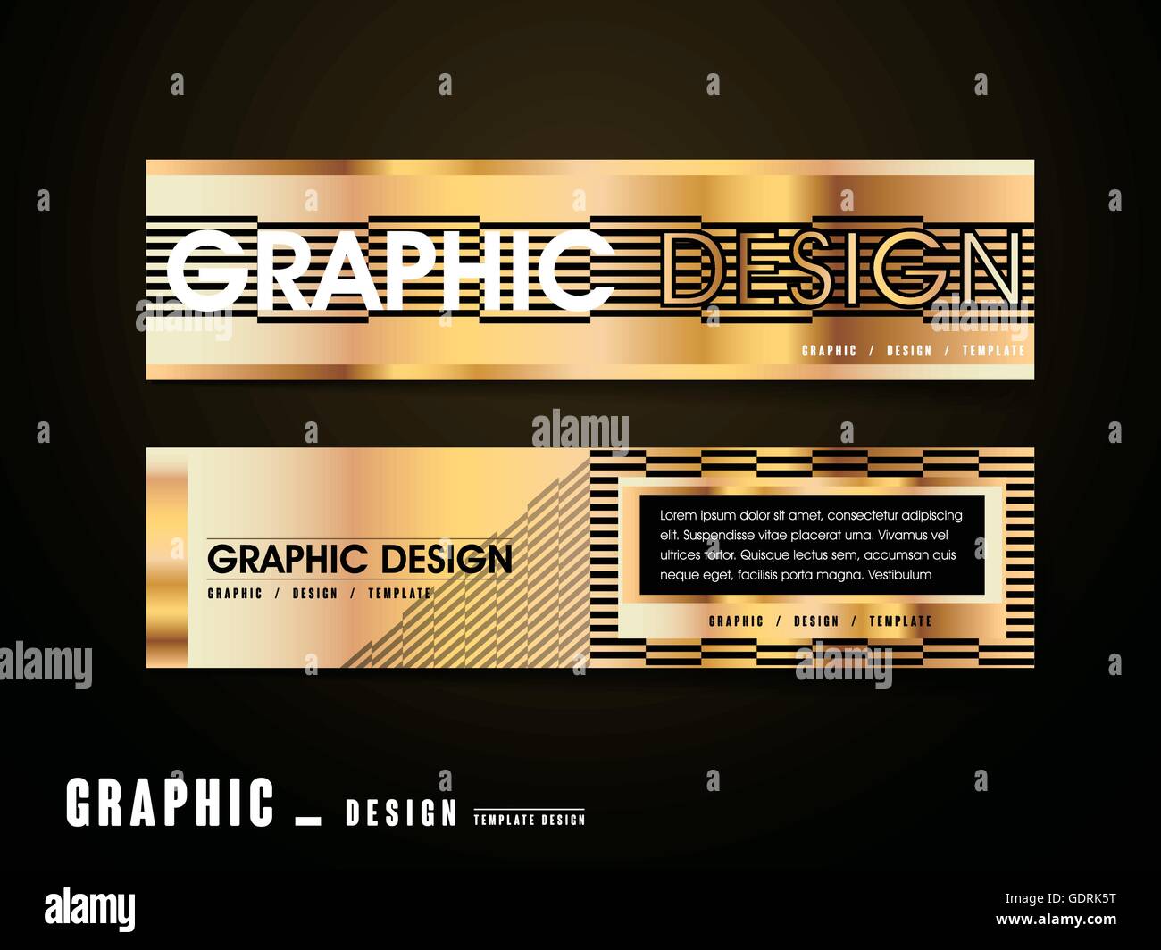 luxurious banner template design set in black and golden color Stock ...