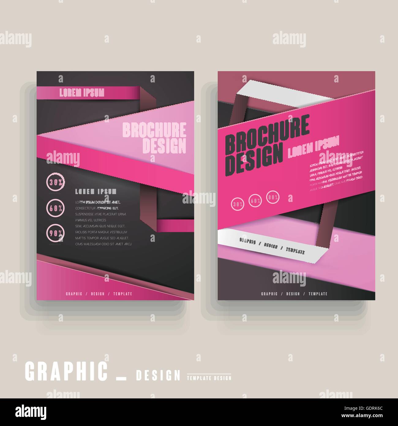 contemporary brochure template design in pink and black Stock Vector ...