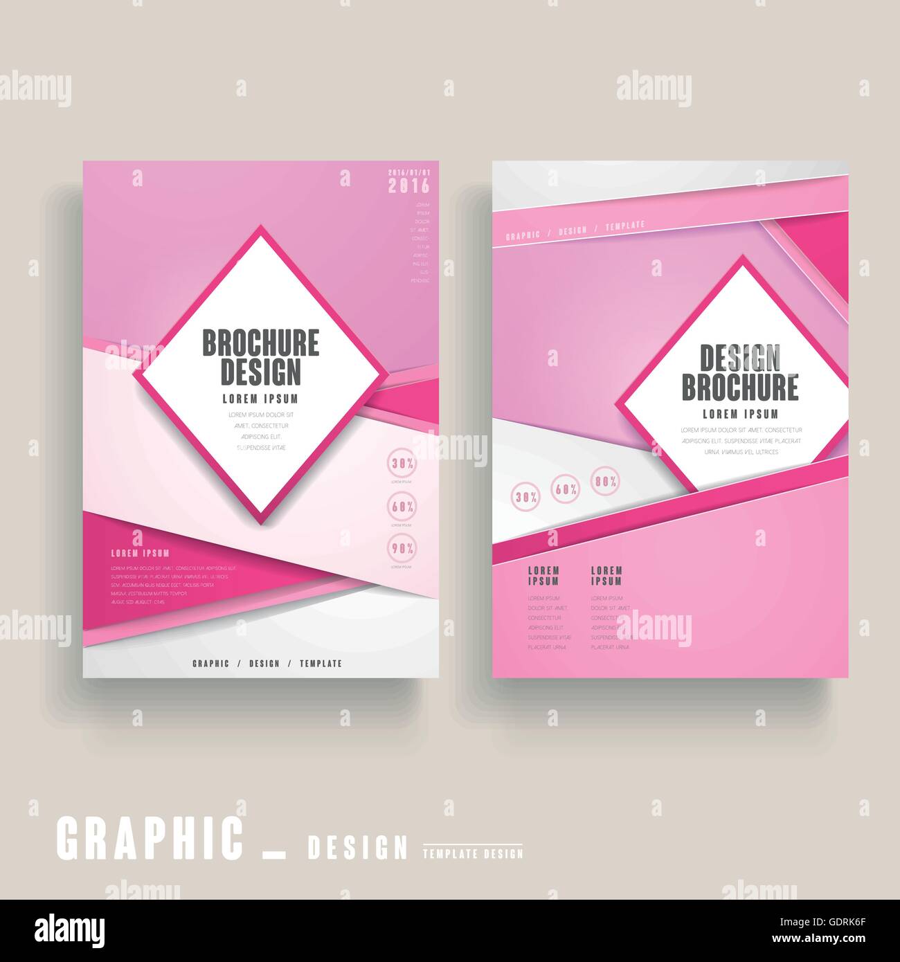 contemporary brochure template design in pink and white Stock Vector ...