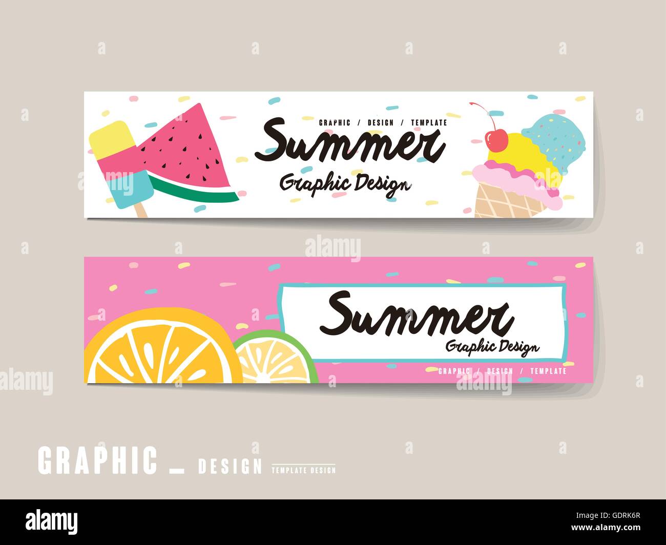adorable banner template design set with summer elements Stock Vector ...