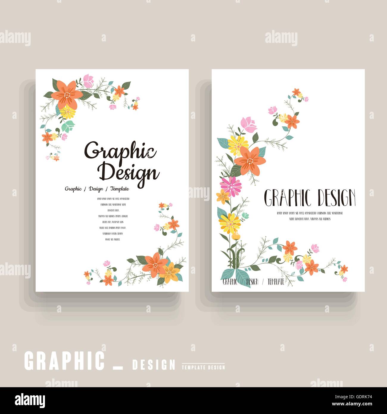 graceful brochure template design with floral elements Stock Vector ...