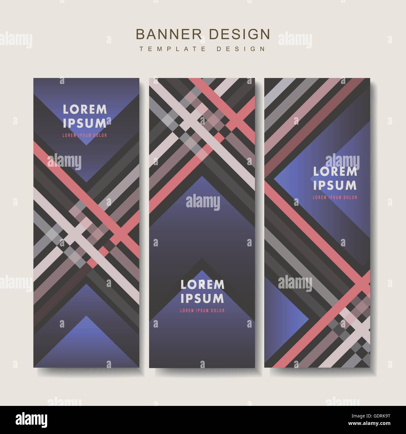 elegant banner template design set with plaid pattern Stock Vector ...