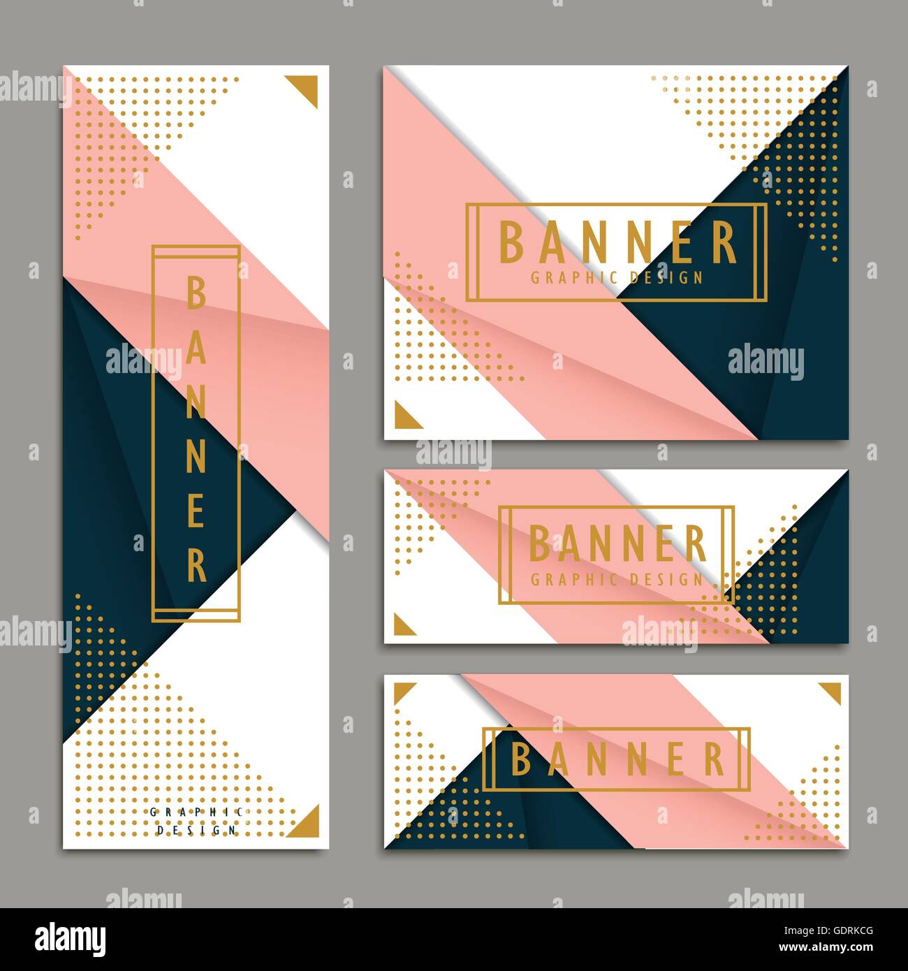 elegant banner template design set in origami style Stock Vector Image ...