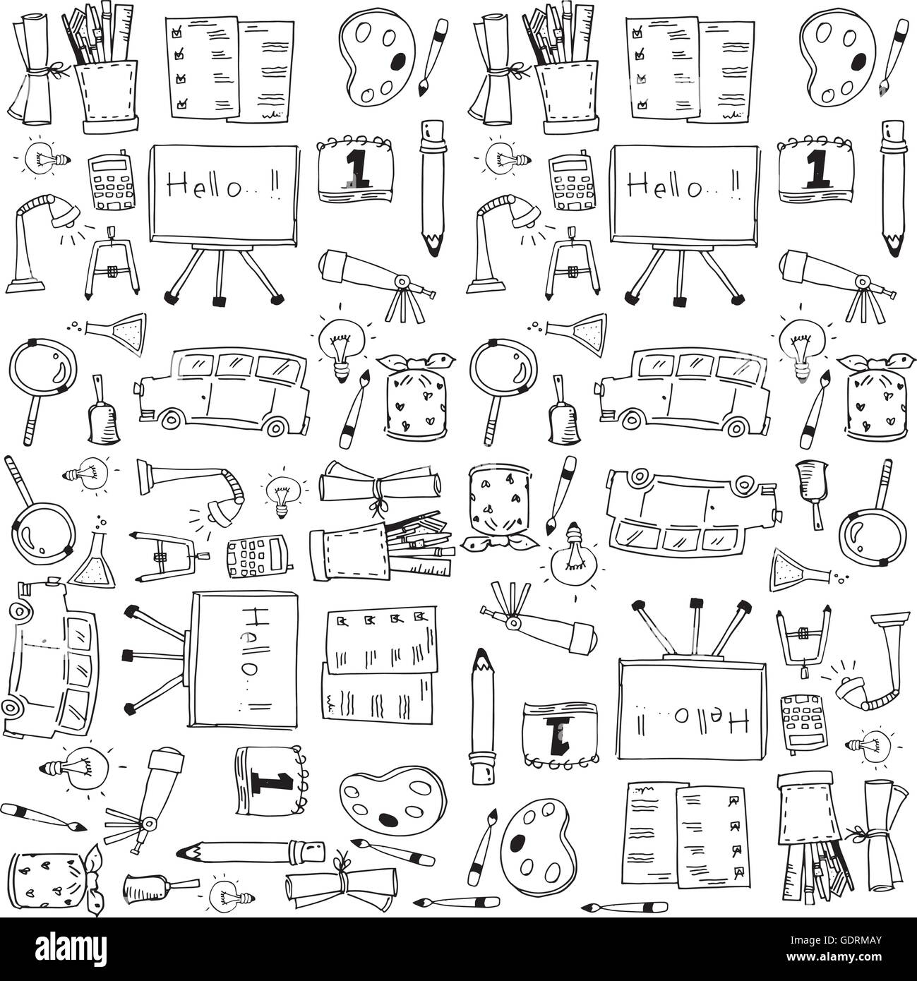 Doodle school clip art hand draw Stock Vector Image & Art - Alamy