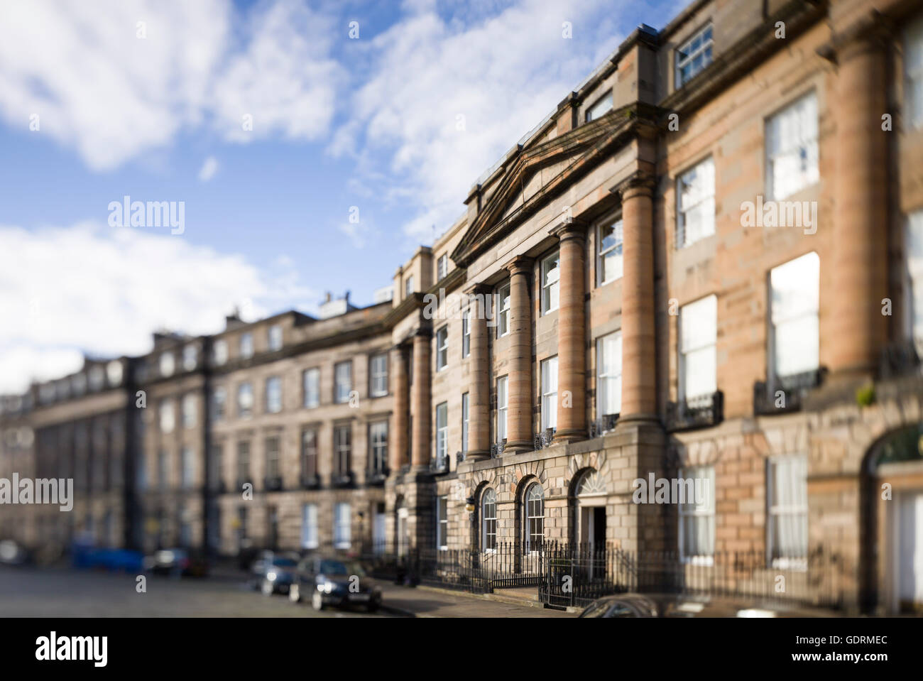 A tilt-shift photograph of neoclassical houses in Moray Place ...