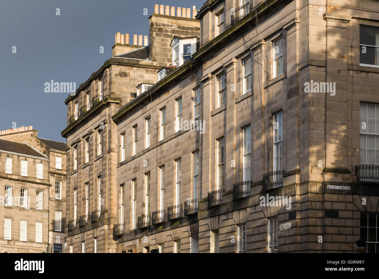 Assorted tenements in post-storm evening sunshine in the New Town of ...