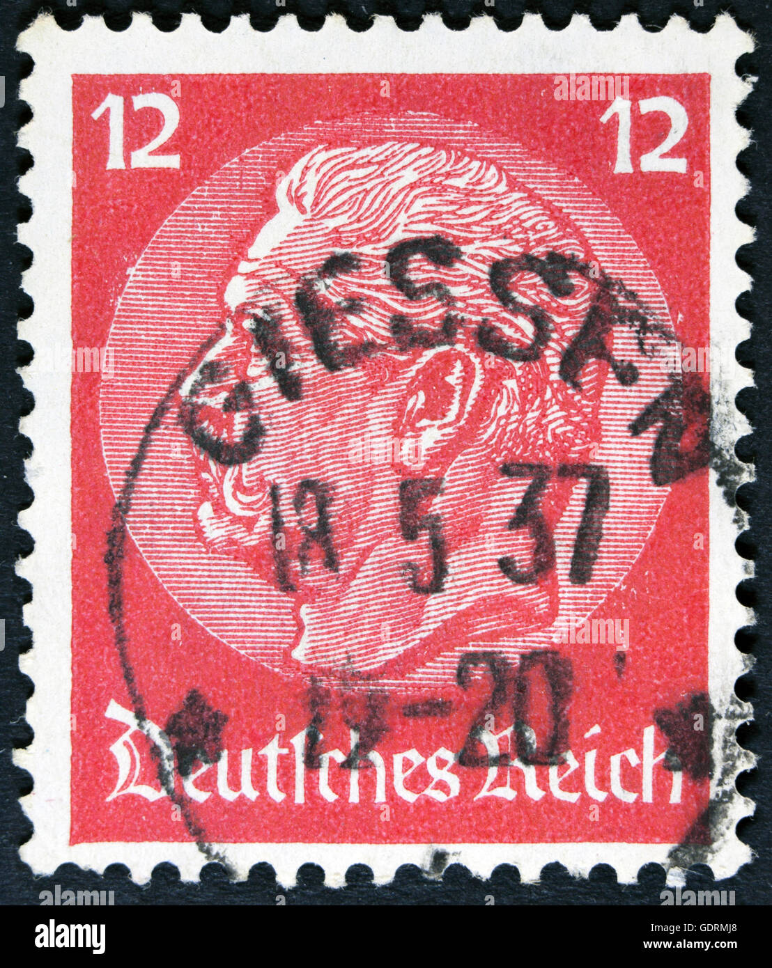 Old used German stamp from 30th December 1934 year with Bismarck and ...