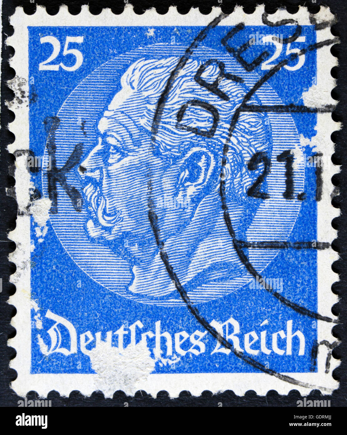 Old used German stamp from 30th December 1934 year with Bismarck and ...