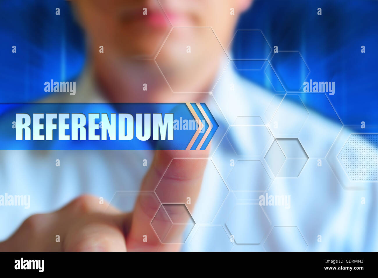 Referendum title button. Referendum concept. Person thinking before ...