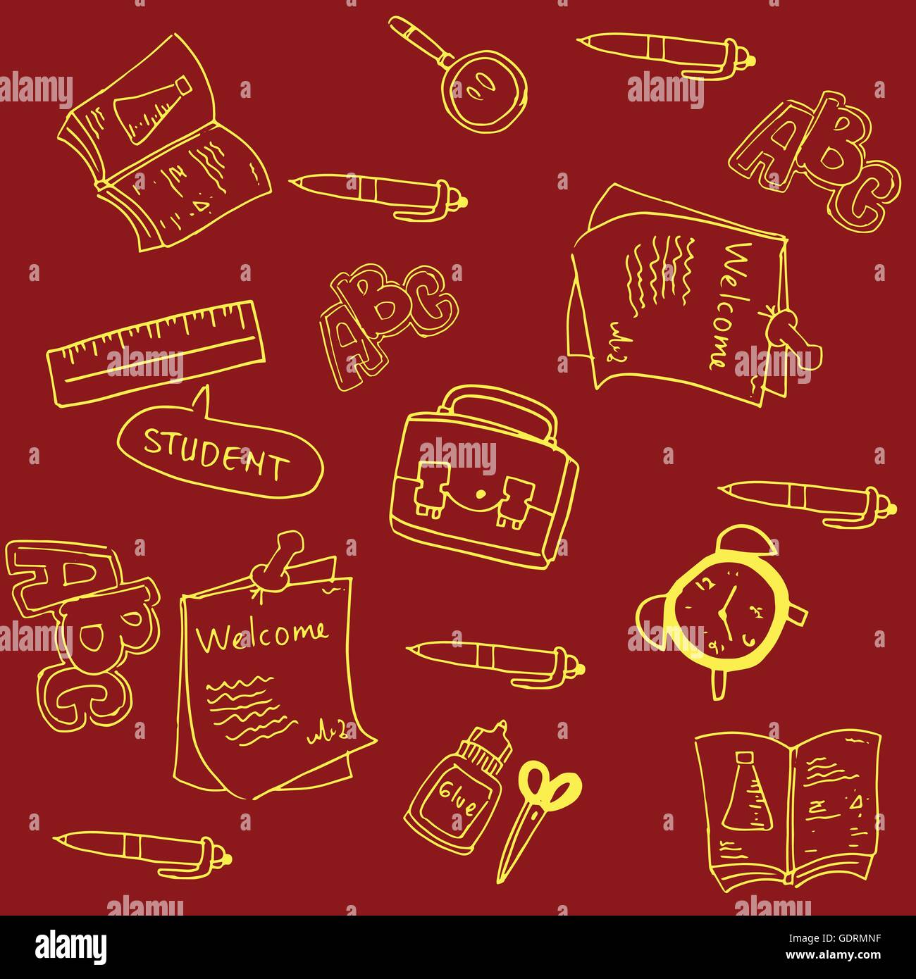 Doodle of vector school with red backgrounds Stock Vector Image & Art ...