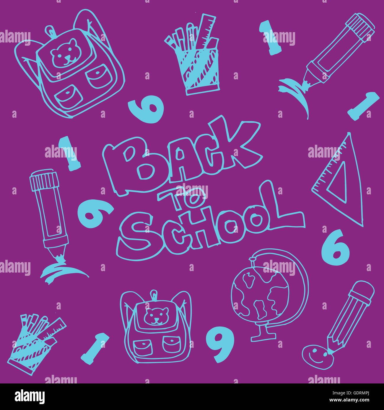Doodle of school education on purple backgrounds Stock Vector Image ...