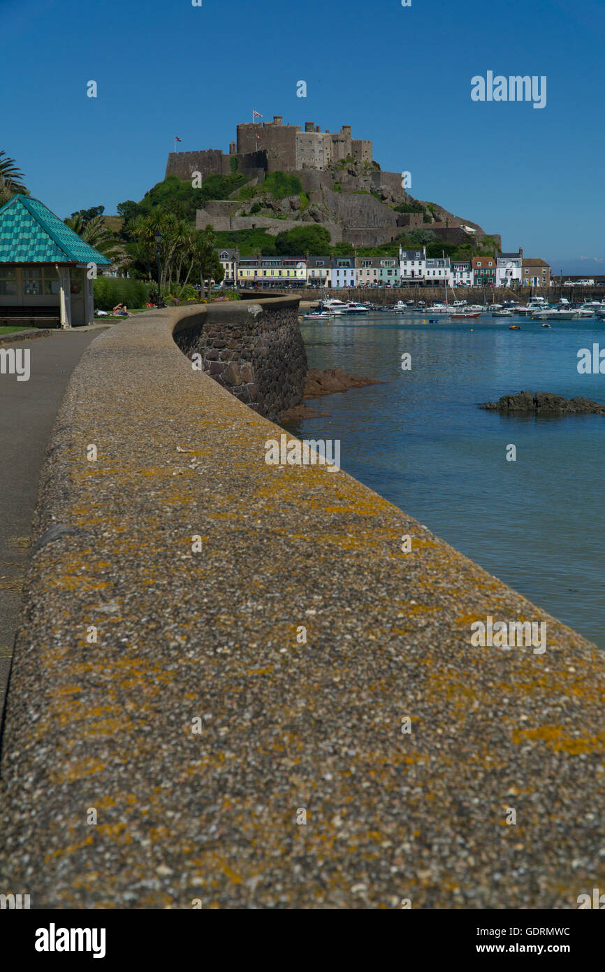 Medieval Fortress of Mont Orgueil Castle,Jersey,Channel Islands Stock ...