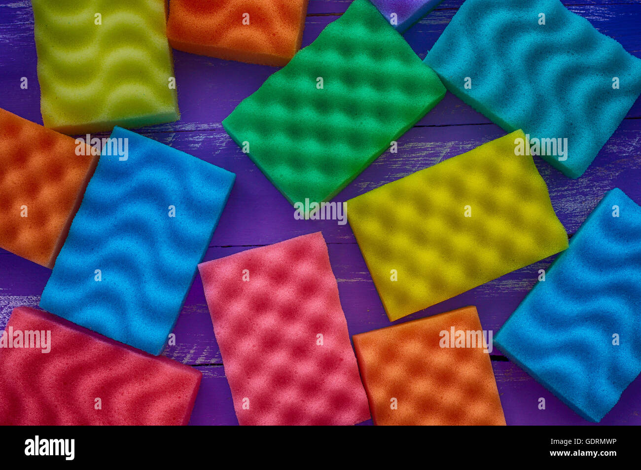 Multi-colored rectangular sponge for washing and cleaning Stock Photo ...