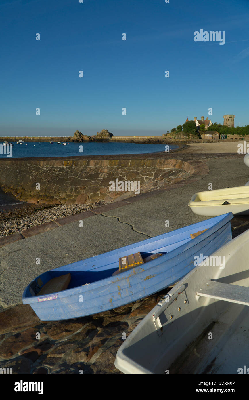 High Tide at La Rocque Harbour,Grouville,Jersey,Channel Islands Stock ...