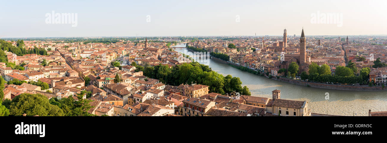 Panoramic view on a City of Verna from Castel san Pietro Stock Photo ...
