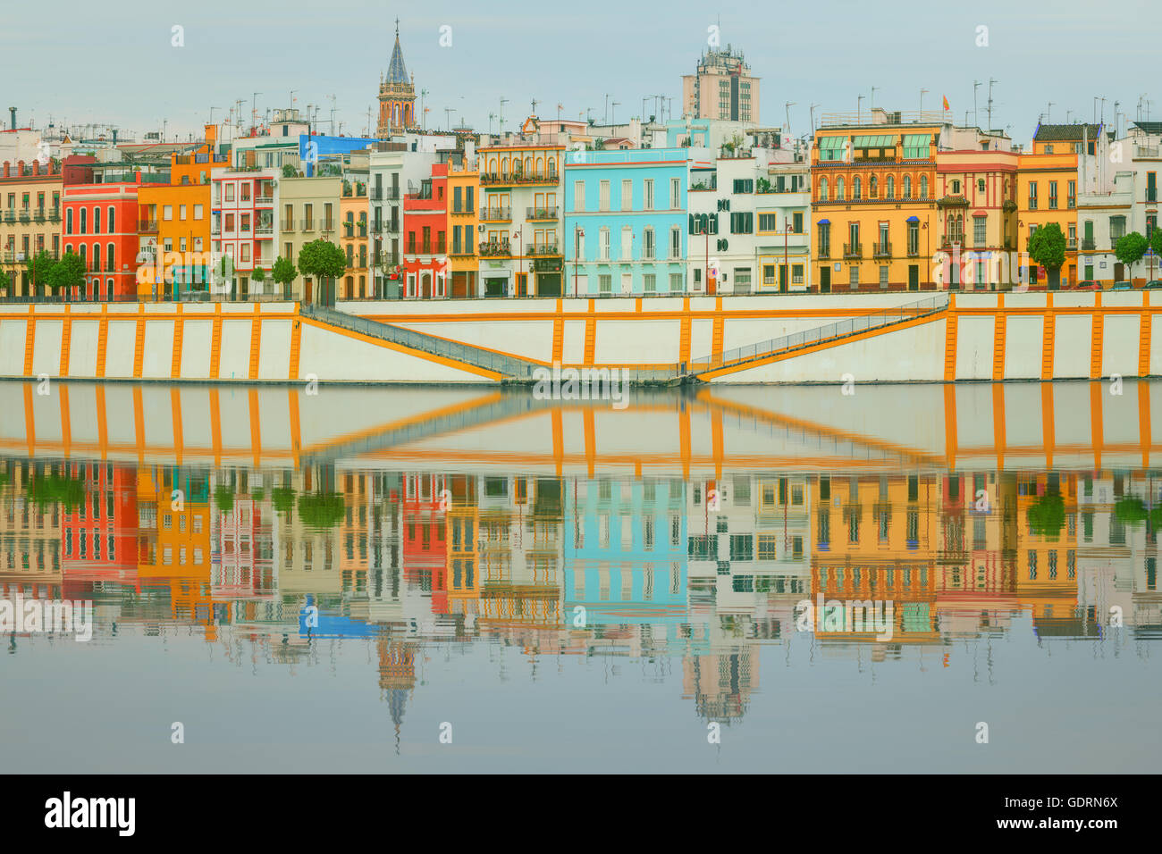 Seville panoramic cityscape with historical buildings, city skyline ...