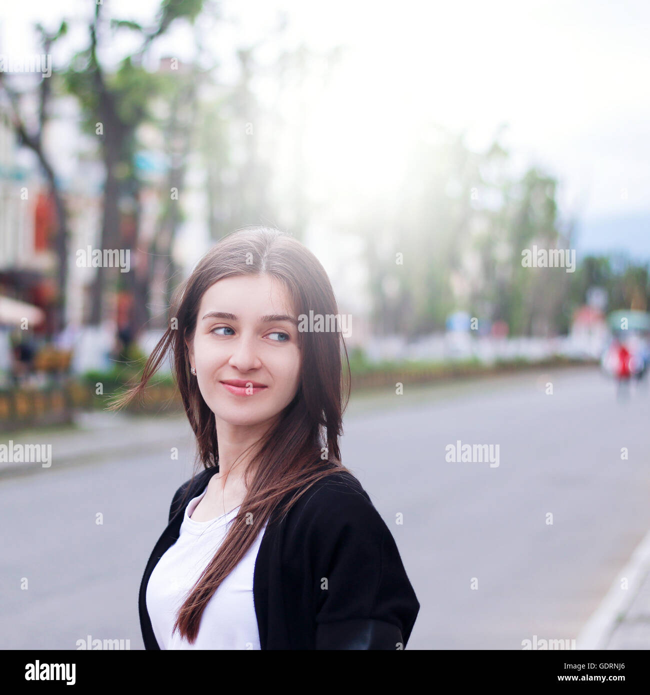 portrait of a pretty girl in the street Stock Photo - Alamy