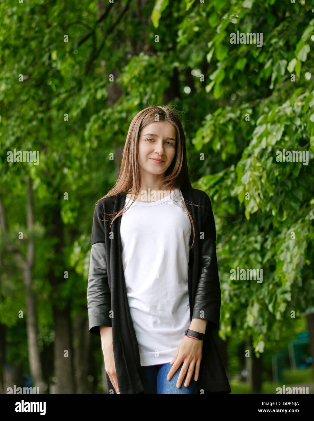 cute girl walking in park on sunny day Stock Photo - Alamy