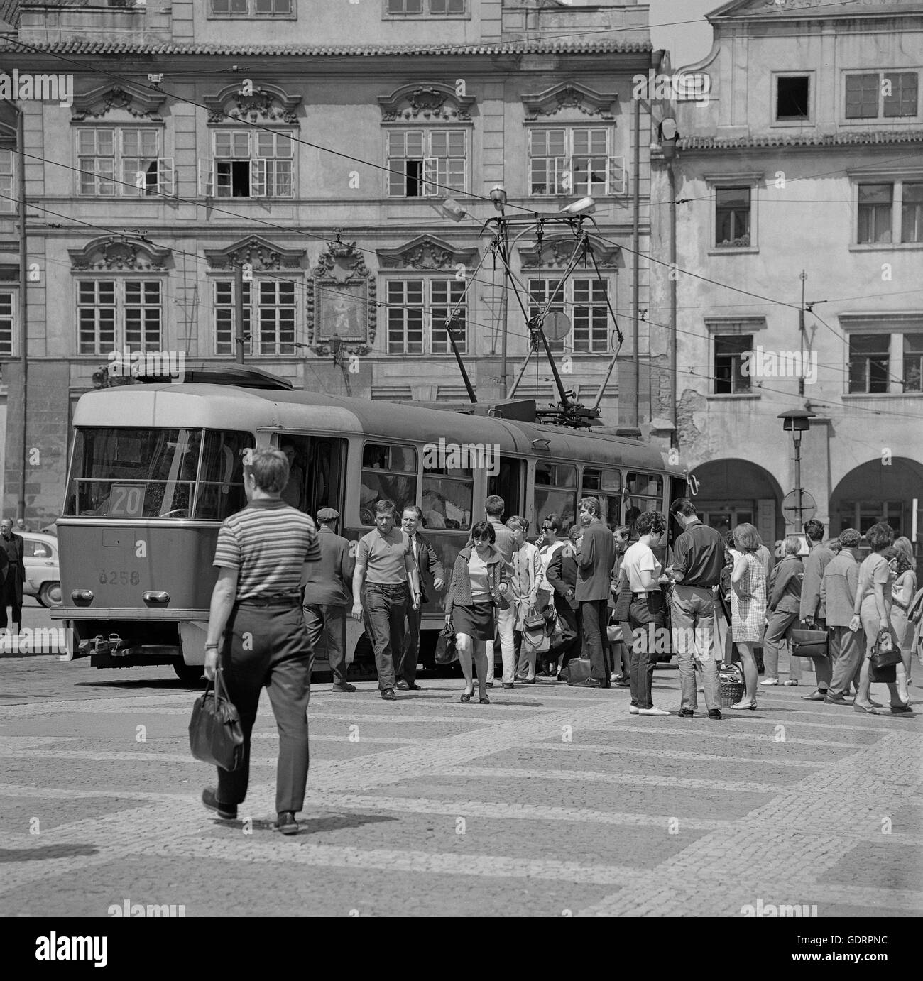 Trolley line in Prague, 1968 Stock Photo - Alamy