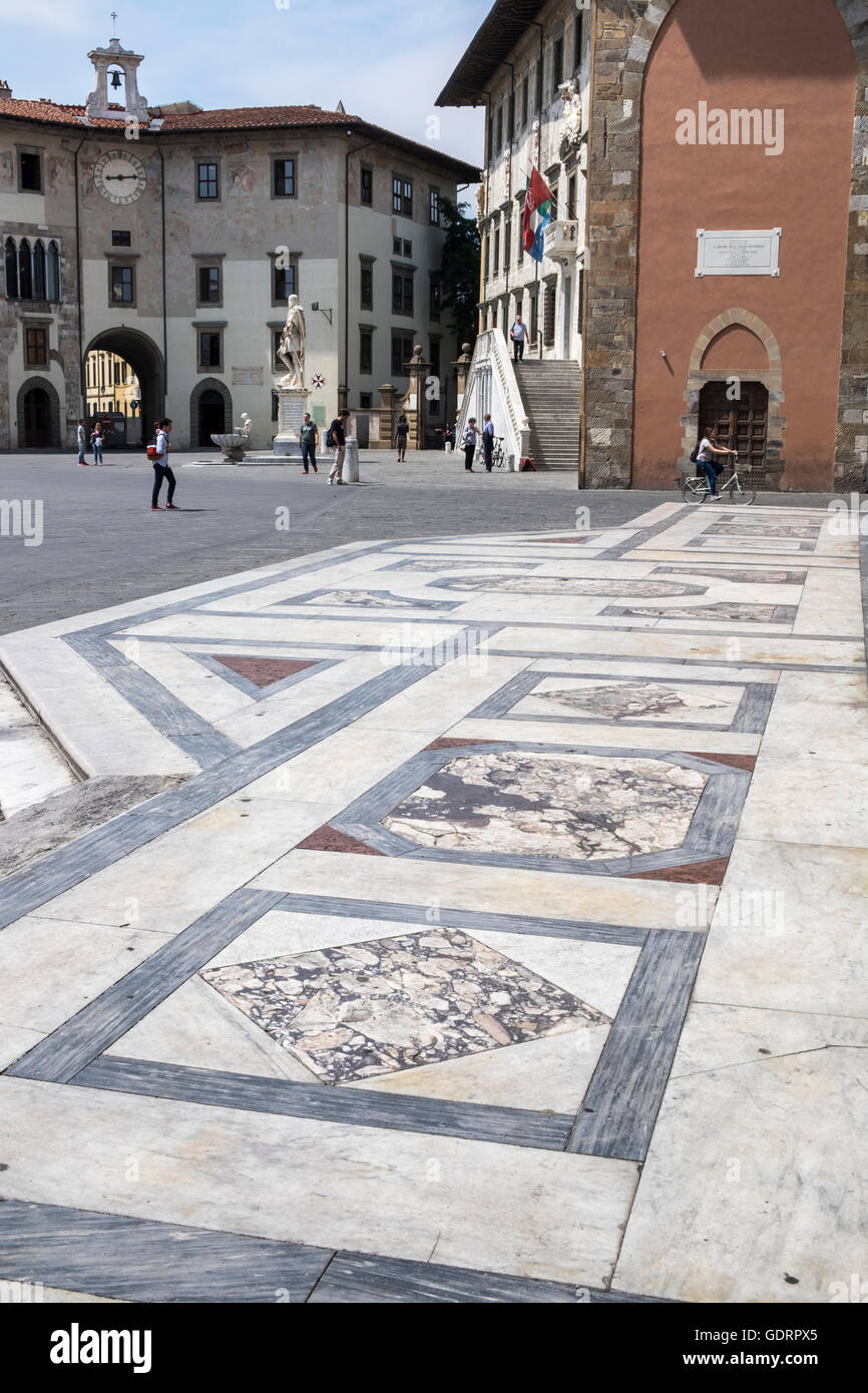 Tiled steps in the Piazza de Cavalieri, Pisa, Tuscany, Italy Stock ...