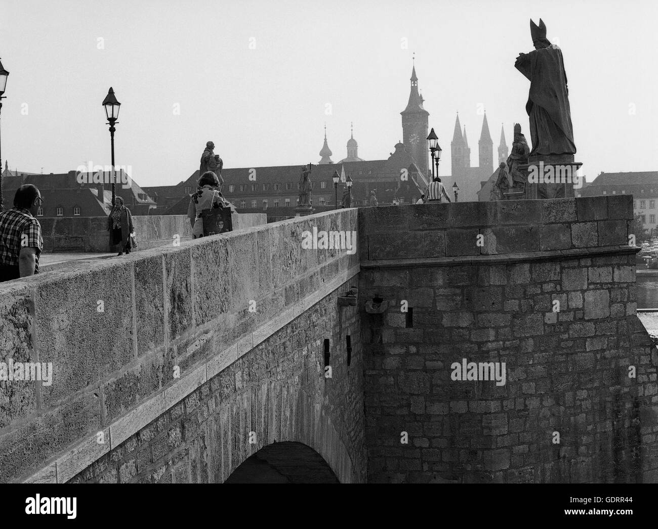 Old Main Bridge in Wuerzburg, 1977 Stock Photo - Alamy