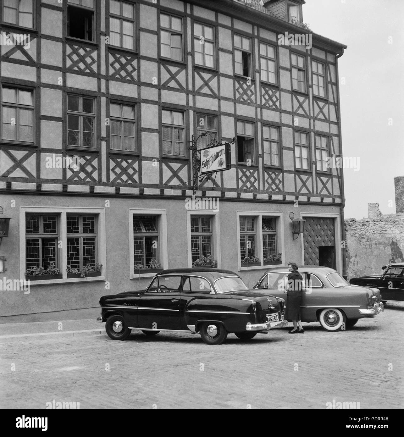 Studwork house in Wuerzburg, 1955 Stock Photo - Alamy