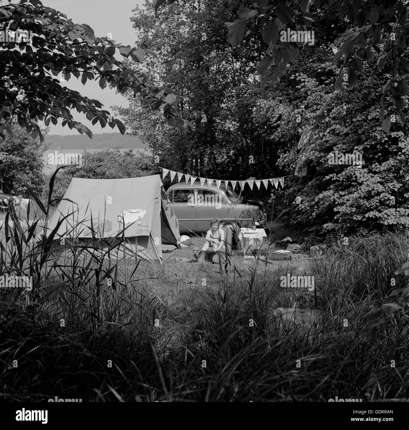 Camping at the lake Bannwaldsee, 1956 Stock Photo - Alamy