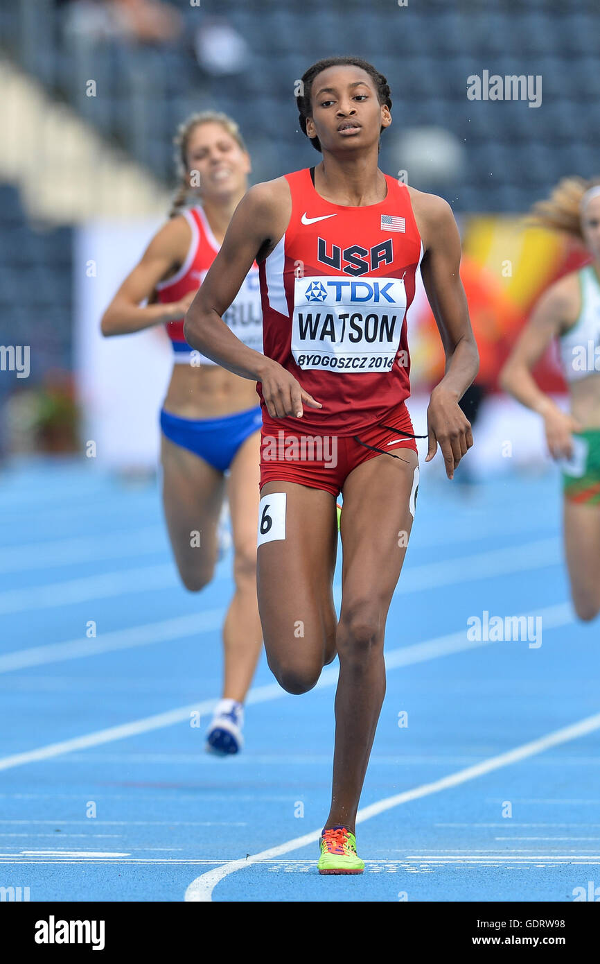 Bydgoszcz, Poland. 19th July, 2016. Samantha Watson of the USA wins her ...