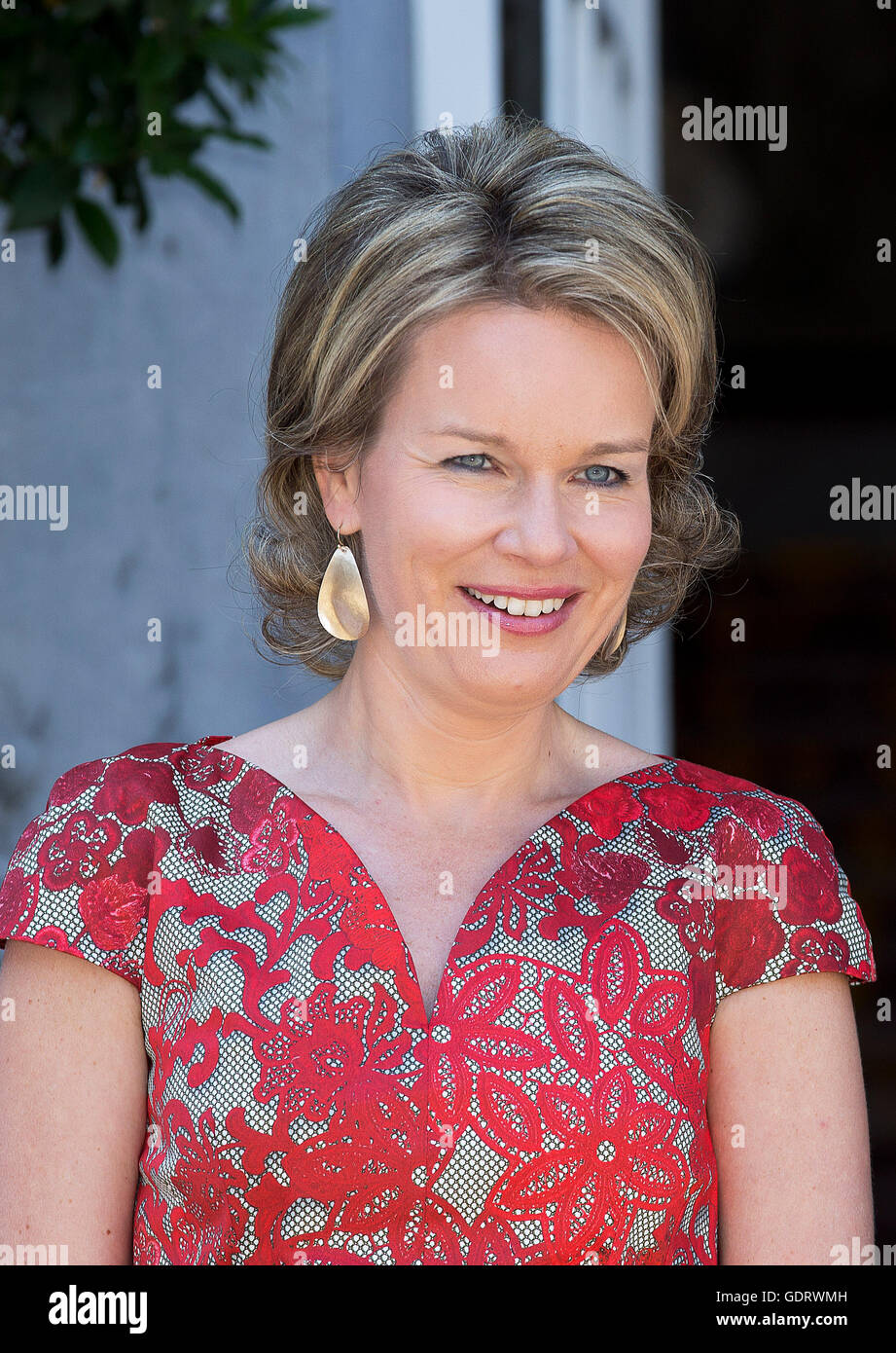 Belgium Queen Mathilde attends the opening of the exhibition "Belgian ...