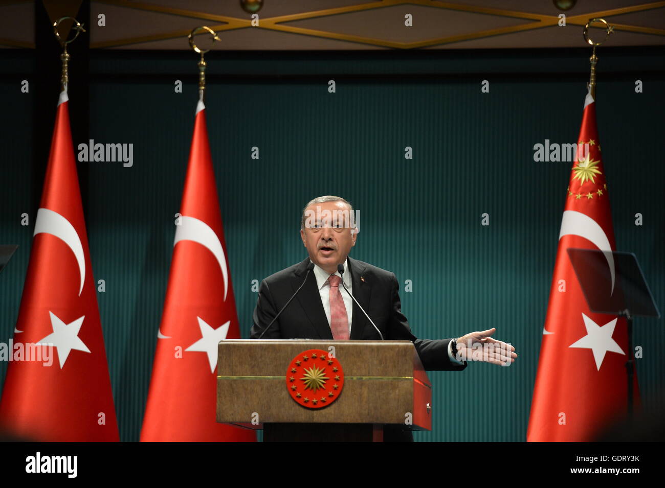 Ankara. 20th July, 2016. Turkish President Recep Tayyip Erdogan speaks ...