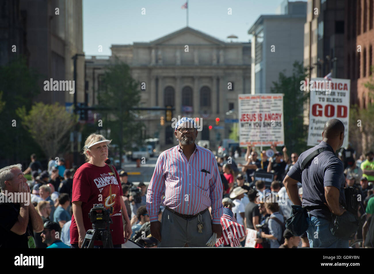 Cleveland Ohio Usa 20th July 2016 Khalil Abdullah Of Cleveland Listens During A Speech