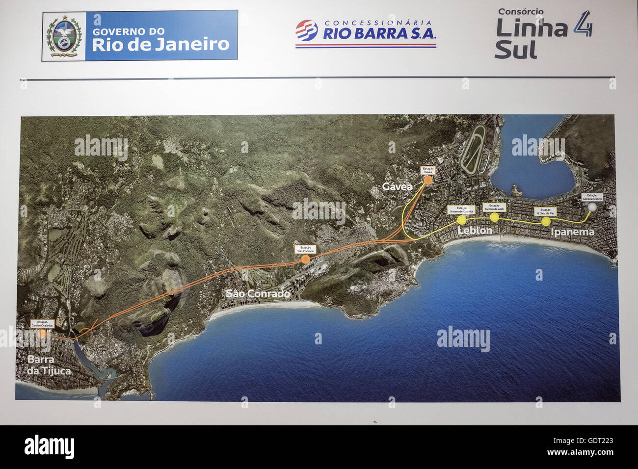 Rio de Janeiro, Brazil. 07th July, 2016. A map shows the new subway ...