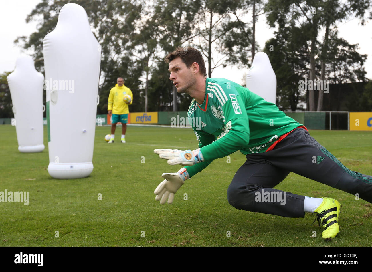 Goalkeeper Vagner, the SE Palmeiras, during training, the Football ...