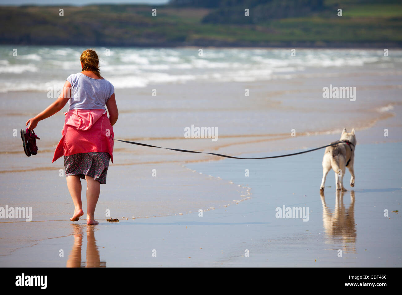 Lone female dog walker hi-res stock photography and images - Alamy