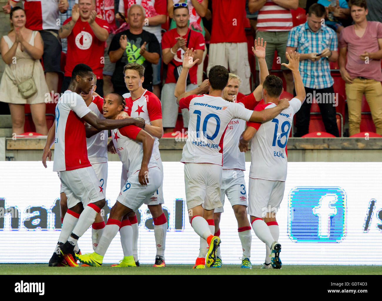 Prague, Czech Republic. 21st July, 2016. Soccer players of SK Slavia ...