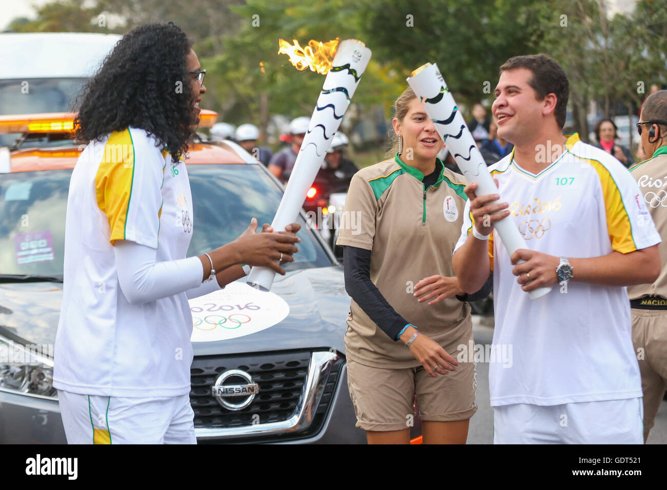 Sao Paulo, Brazil 21st July, 2016 Olympic torch relay on Thursday (21) by the city of Osasco in ...