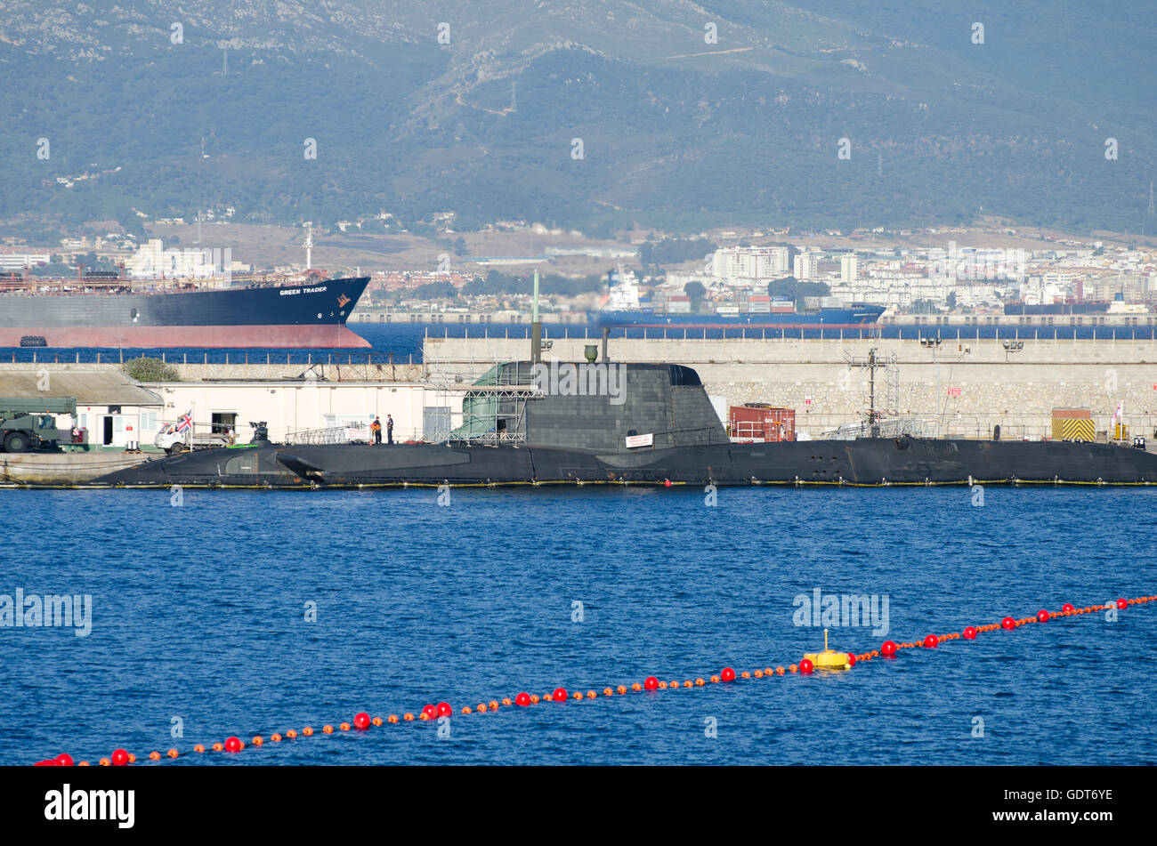 Gibraltar. 22nd July, 2016. HMS Ambush being repaired in Gibraltar. The ...