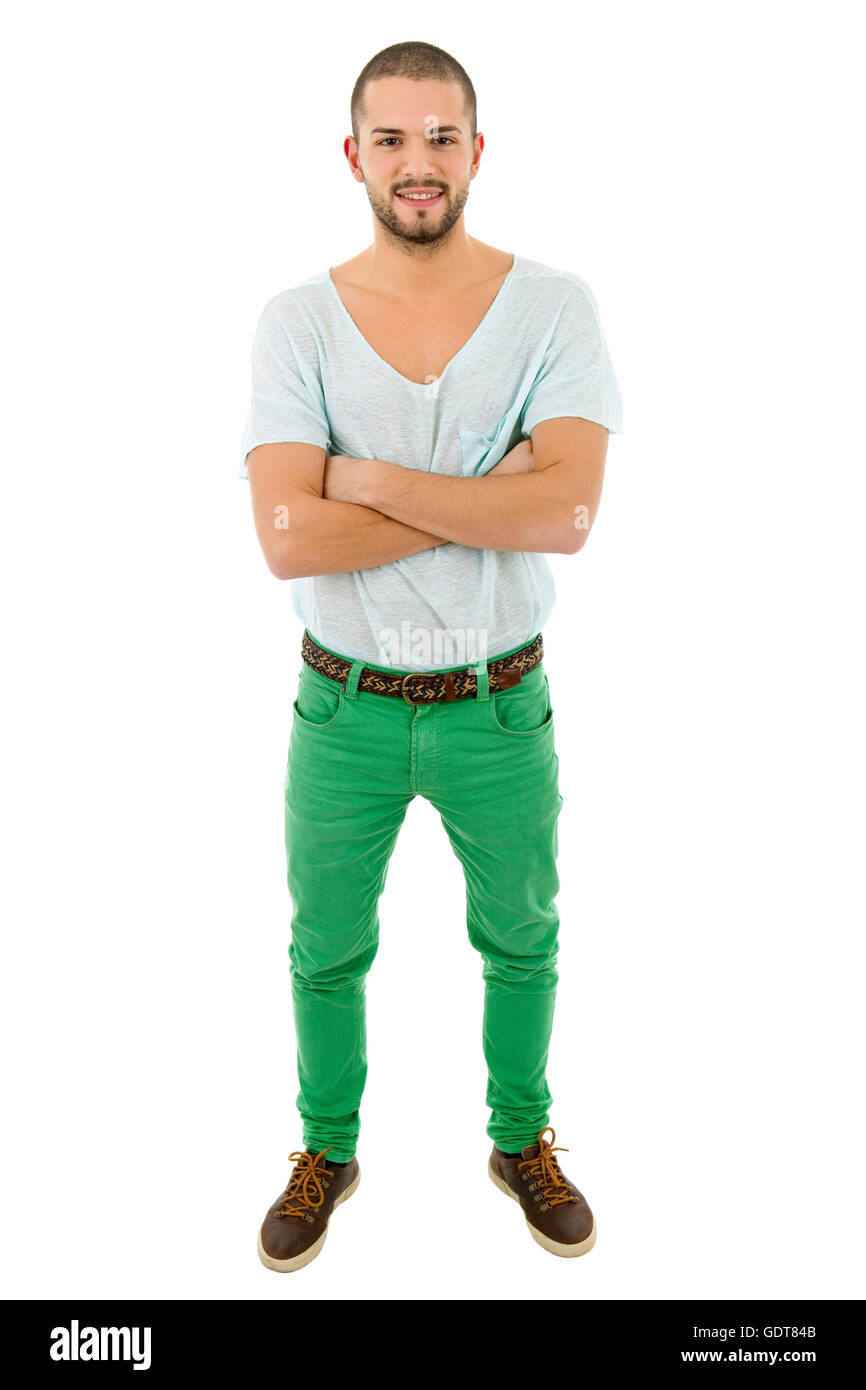 young casual man full body in a white background Stock Photo - Alamy